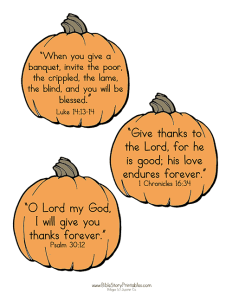 Pumpkin Bible Verse Cards for Thanksgiving - Bible Story Printables